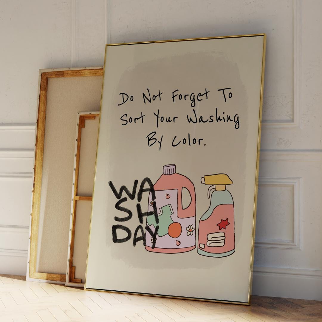 WASH DAY | Laundry Poster Trendy Home Decor Funny Laundry Wall Art ...