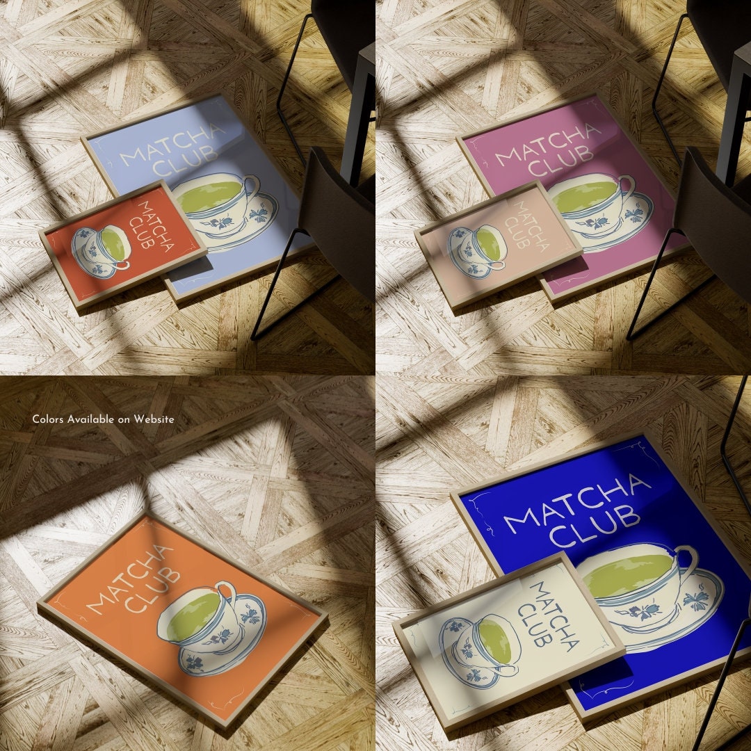 Kitchen Prints - Pink Matcha Club Poster - Funky Prints - Hand ...