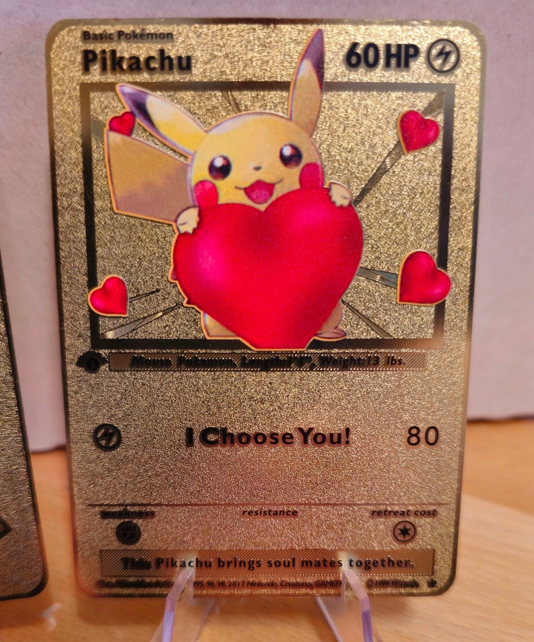 Pikachu Holding Heart I Choose You Valentine's Day Gold Metal Pokemon ...