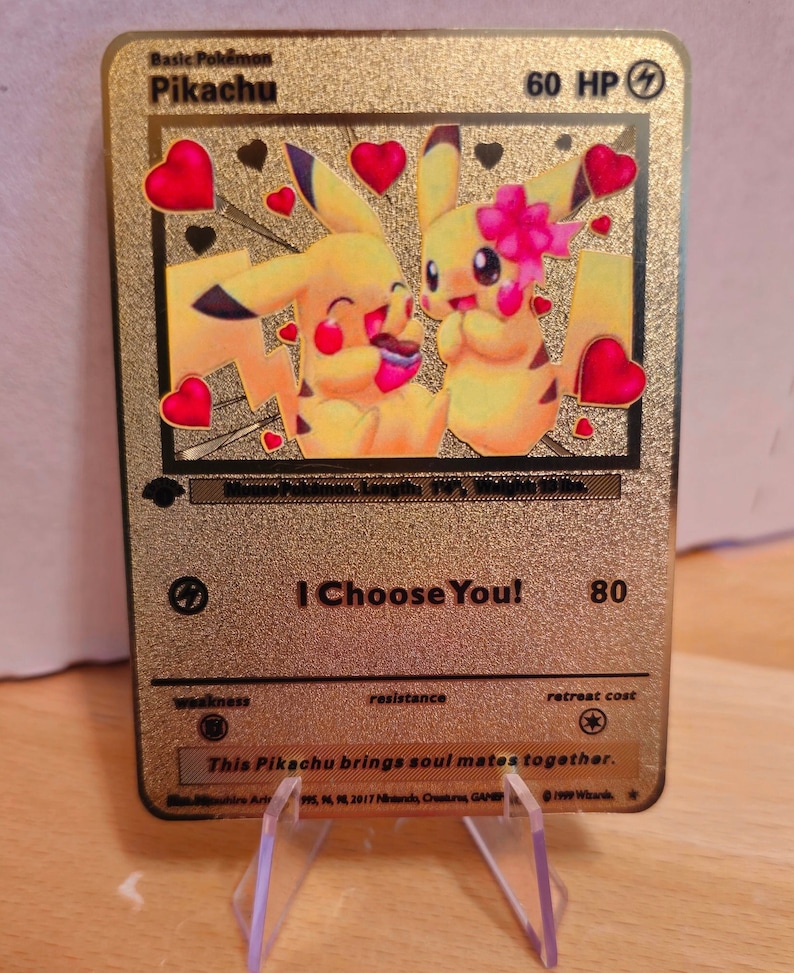 Pikachu Couple Metal Pokemon Metallic Custom Card Happy Anniversary I ...