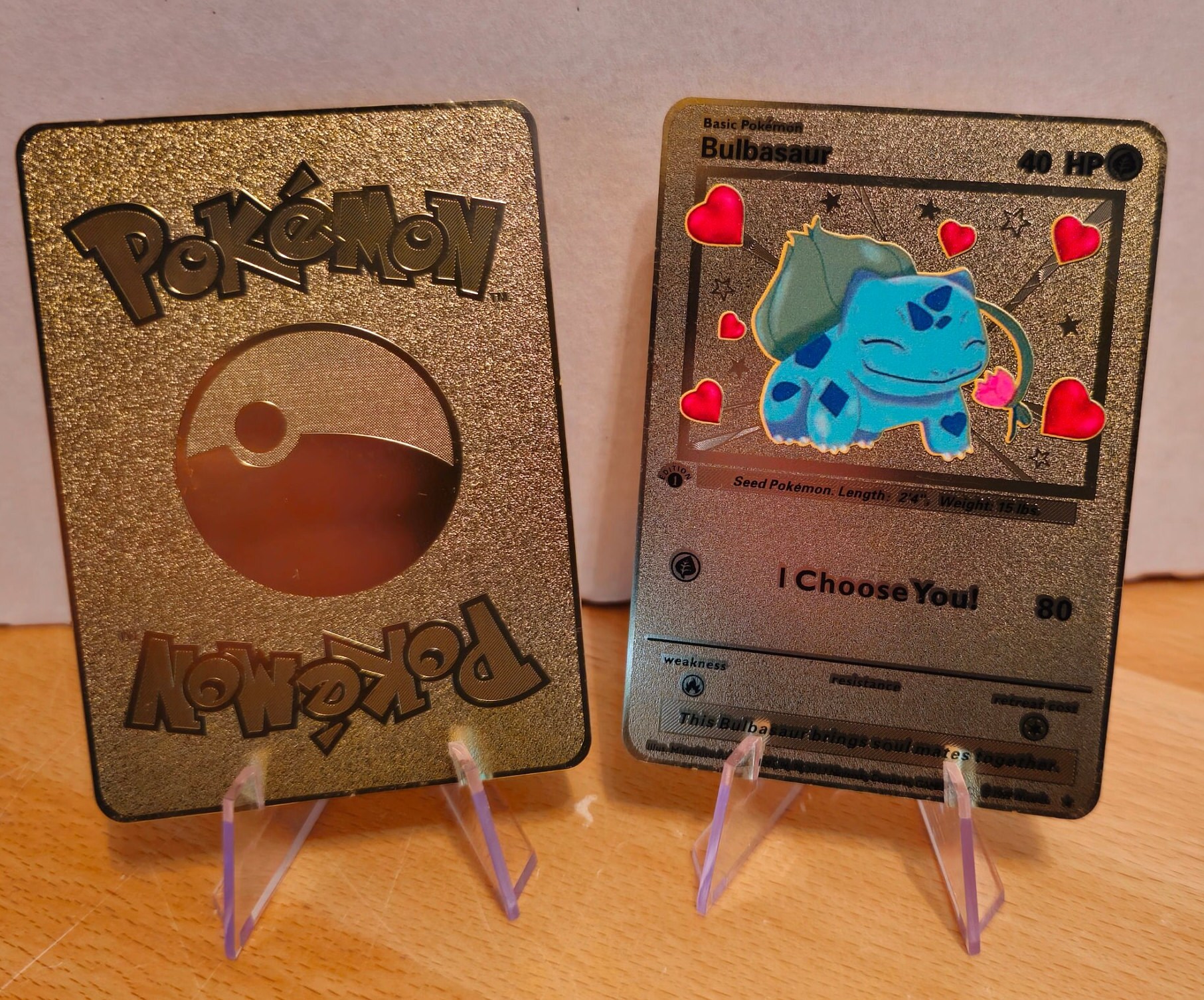 Bulbasaur Holding Flower I Choose You Valentine's Day Gold Metal ...