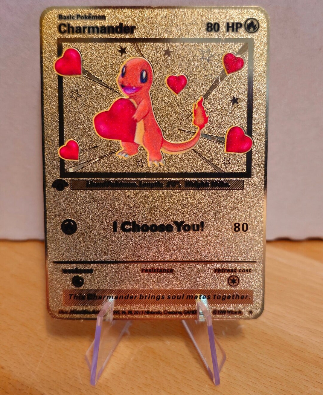 Charmander's Heart I Choose You Valentine's Day Gold Metal Pokemon Card ...