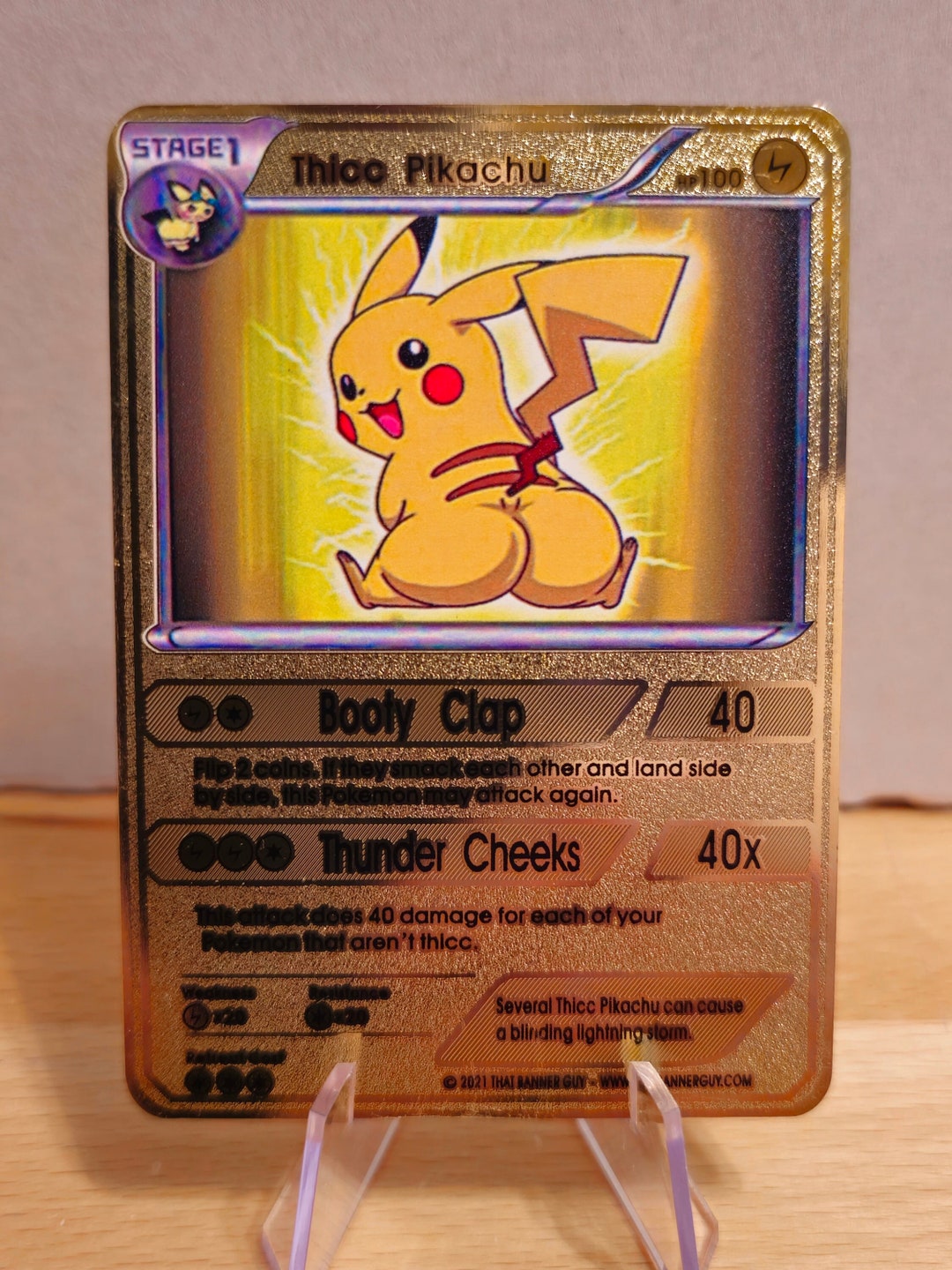 Thicc Pikachu Thunder Cheeks I Choose You Valentine's Day Gold Metal ...