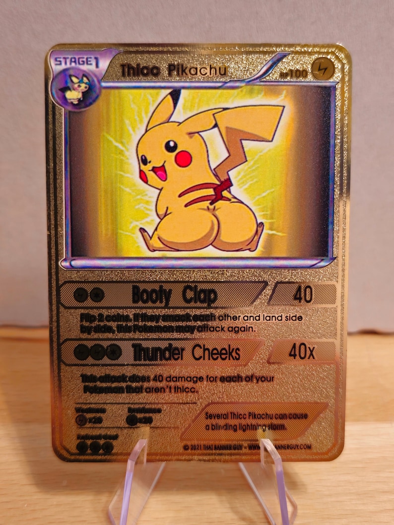 Thicc Pikachu Thunder Cheeks I Choose You Valentine's Day Gold Metal ...
