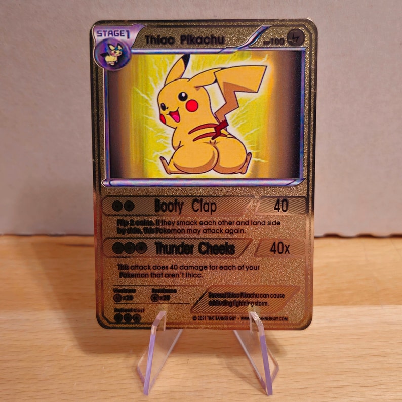 Thicc Pikachu Thunder Cheeks I Choose You Valentine's Day Gold Metal ...