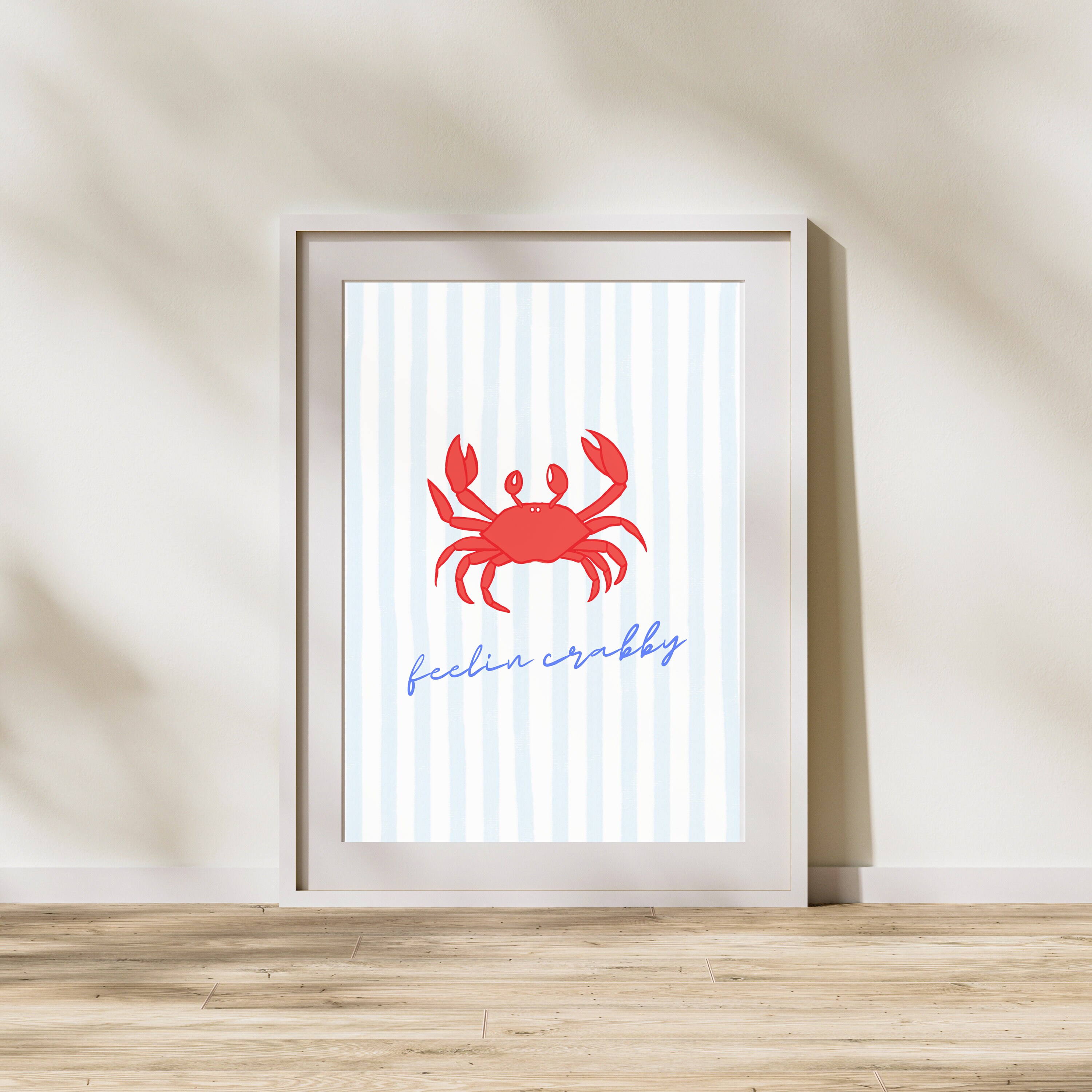 Cute Crab Printable Art, Funny Crab Art, Maximalist Coastal Wall Art ...