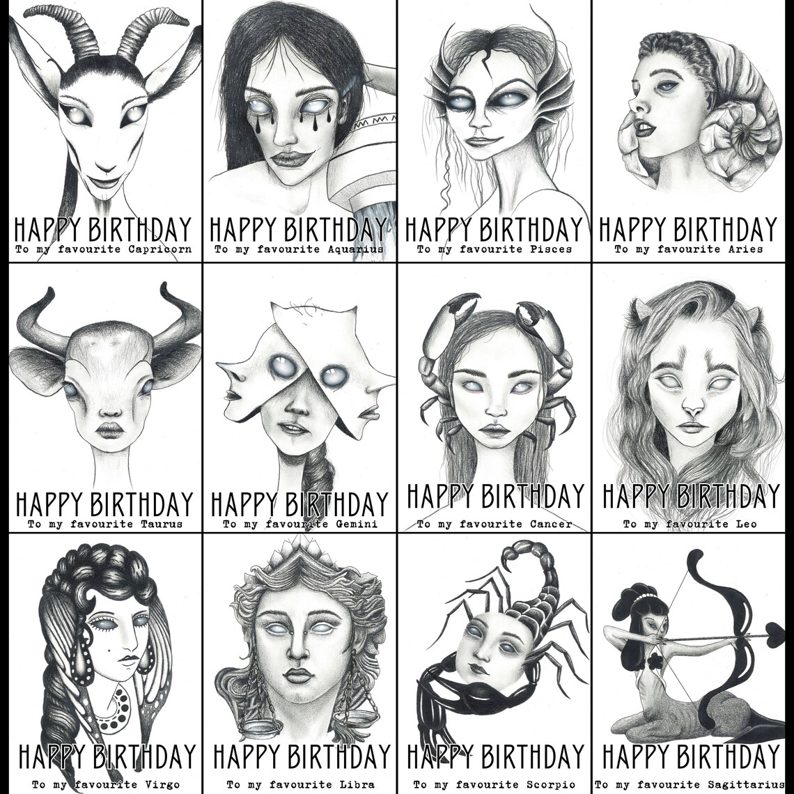 Original Art Designs - Star Sign, Zodiac Birthday Cards and Sets ...