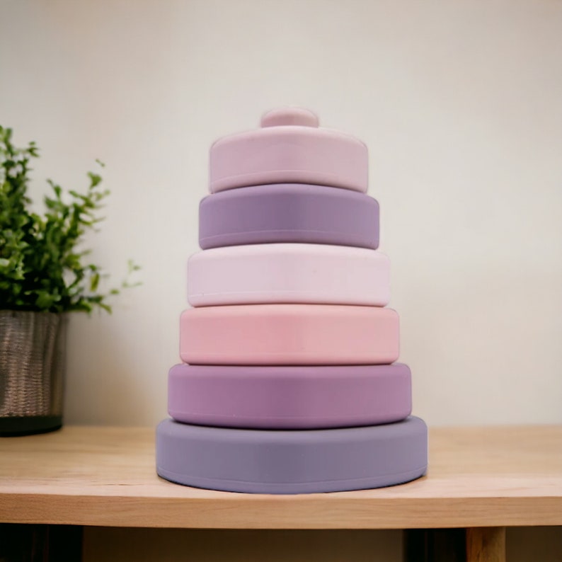 6pcs Baby Toy Soft Building Blocks Silicone Stacking Blocks Round Shape ...