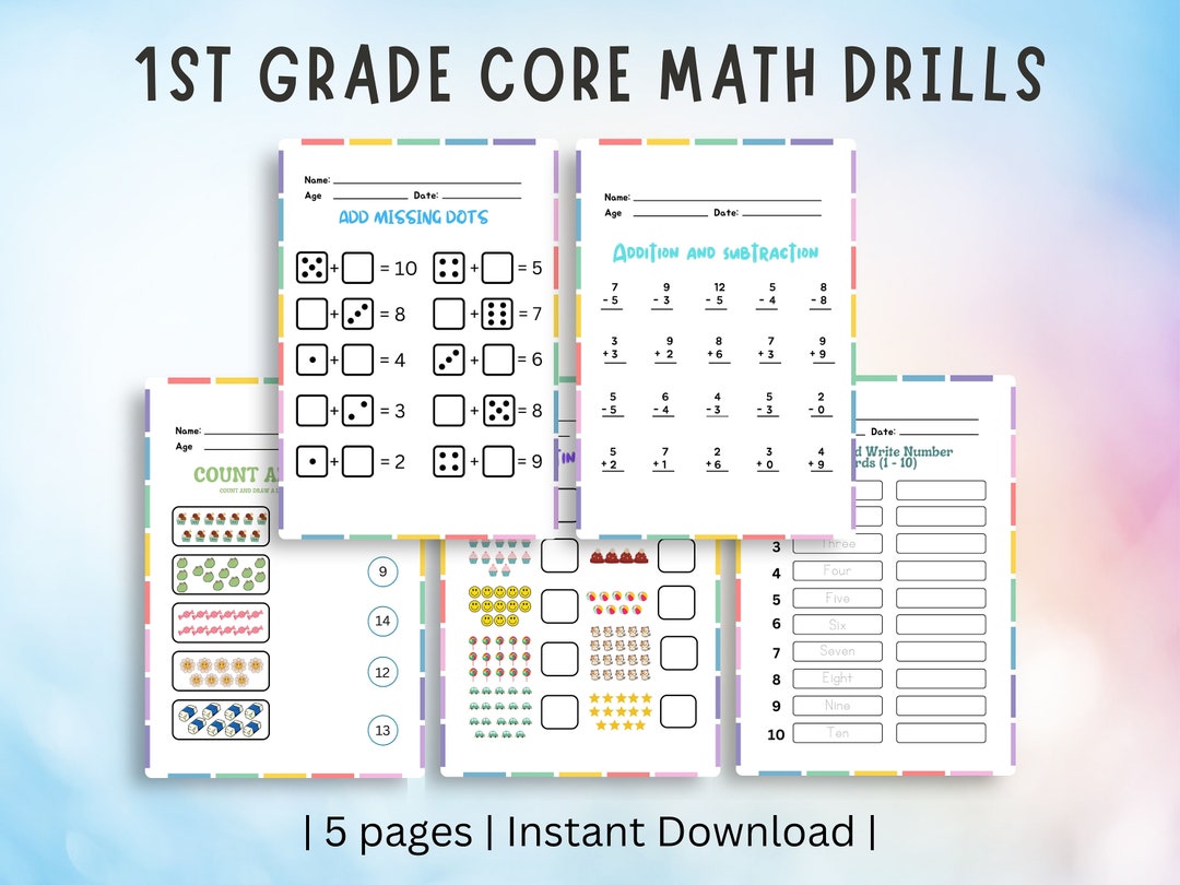 5 Printable Subtraction , Addition ,missing Dots ,counting ,trace and ...