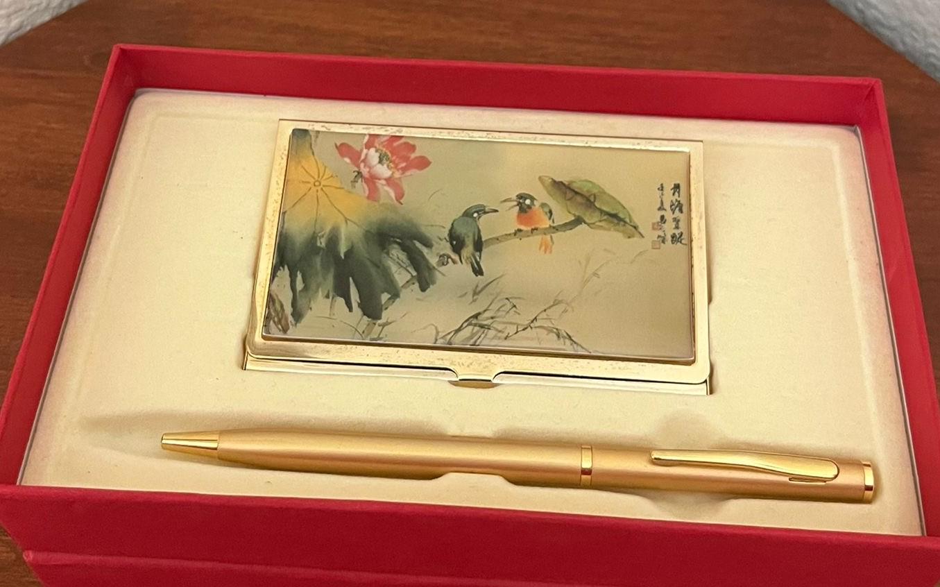 Vintage Taiwan Business Card Holder With Pen - Etsy
