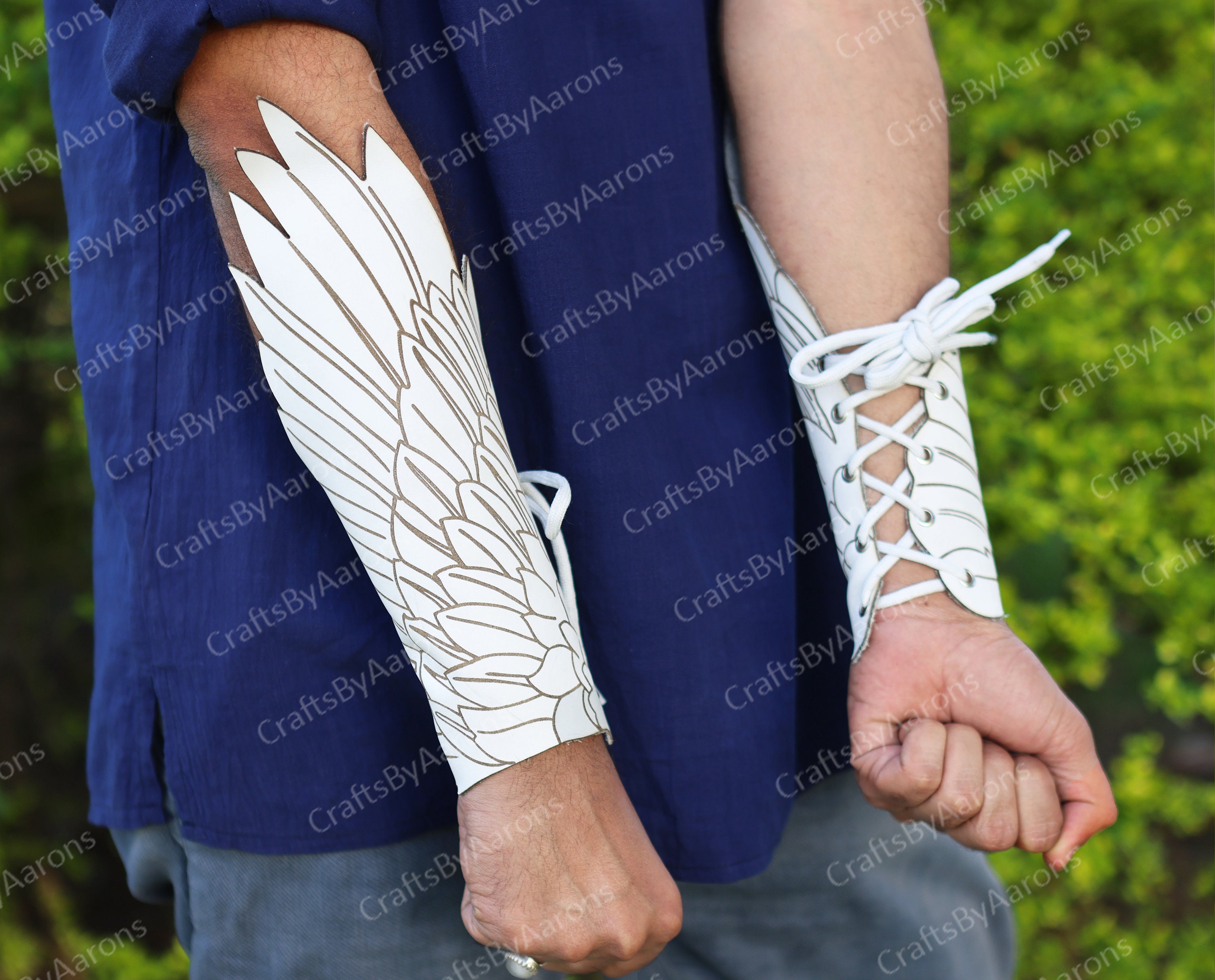 Viking Samurai Cosplay Armor, Medieval Larp Leather Arm Bracers, Raven ...