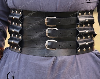 Medieval Steampunk Wide Waist Belt, Renaissance Viking Leather Belt ...