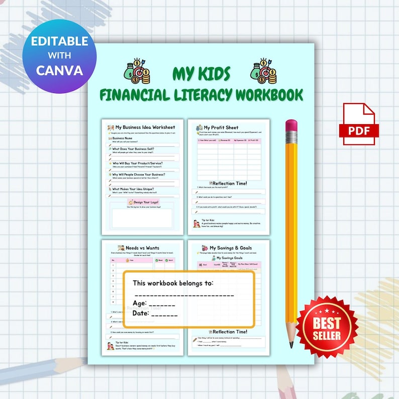 Financial Literacy Worksheets for Kids | Fun Money Workbook | Budgeting ...