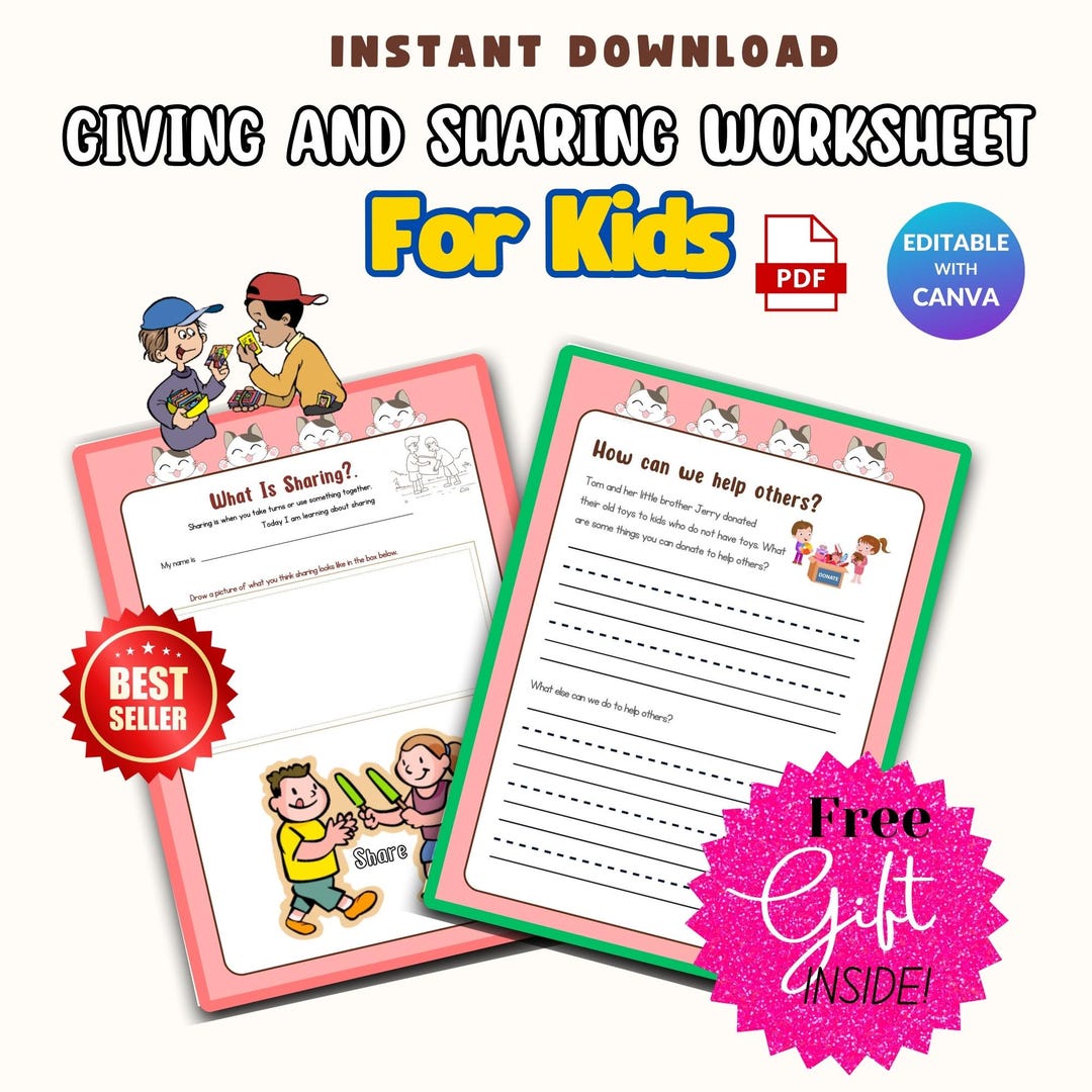 Basics of Giving and Sharing Worksheet for Kids | Kindness & Generosity ...