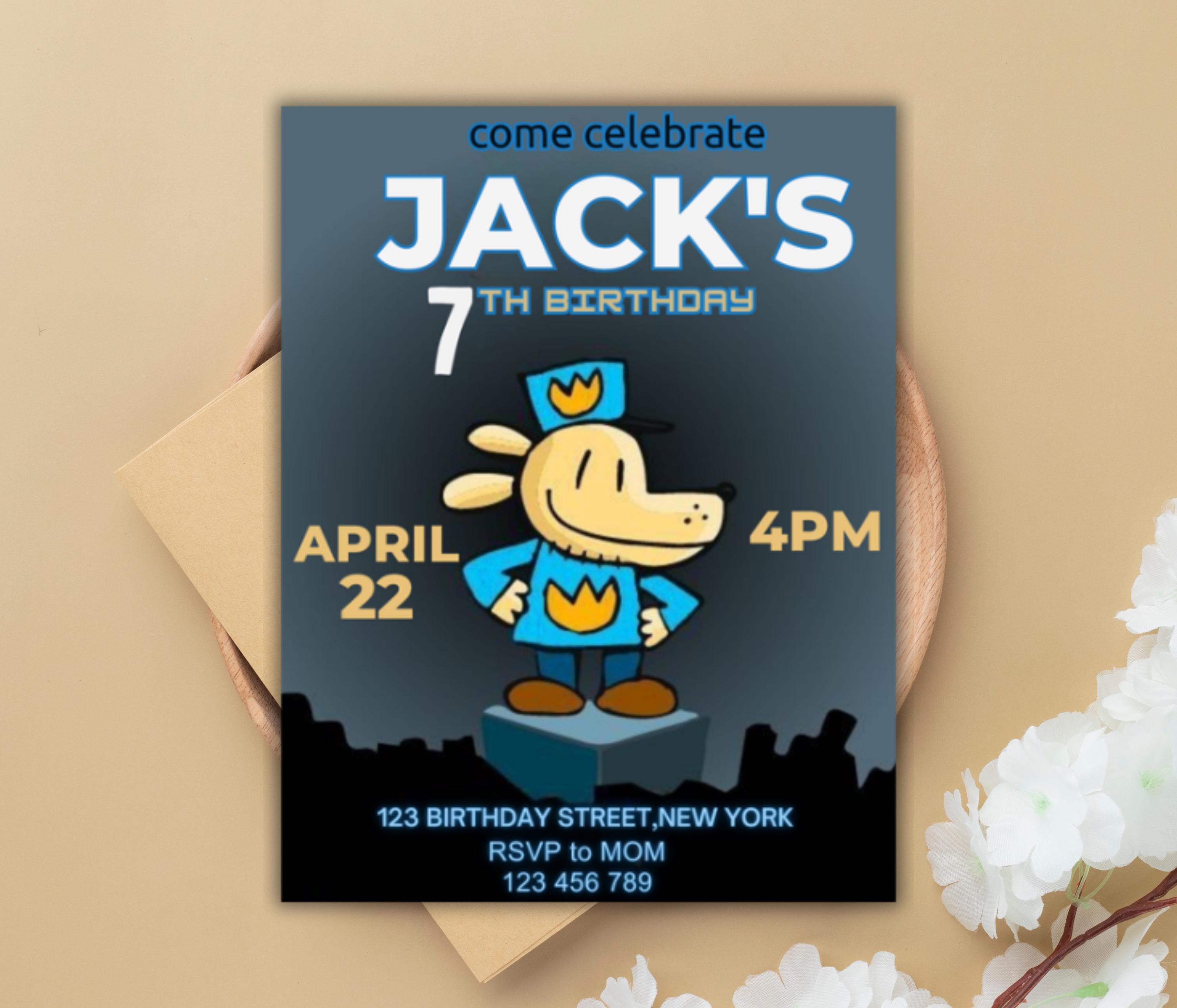Editable Dogman Kids Birthday Party Invitation, Printable Comic-themed ...