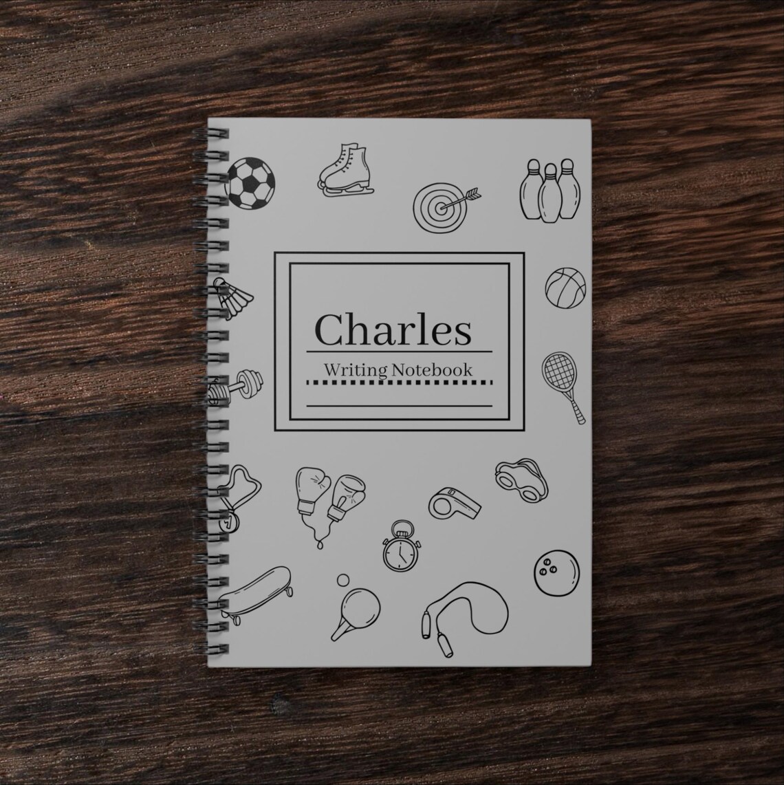 Personalized Sports Themed Writing Notebook, Custom Journal for Kids ...