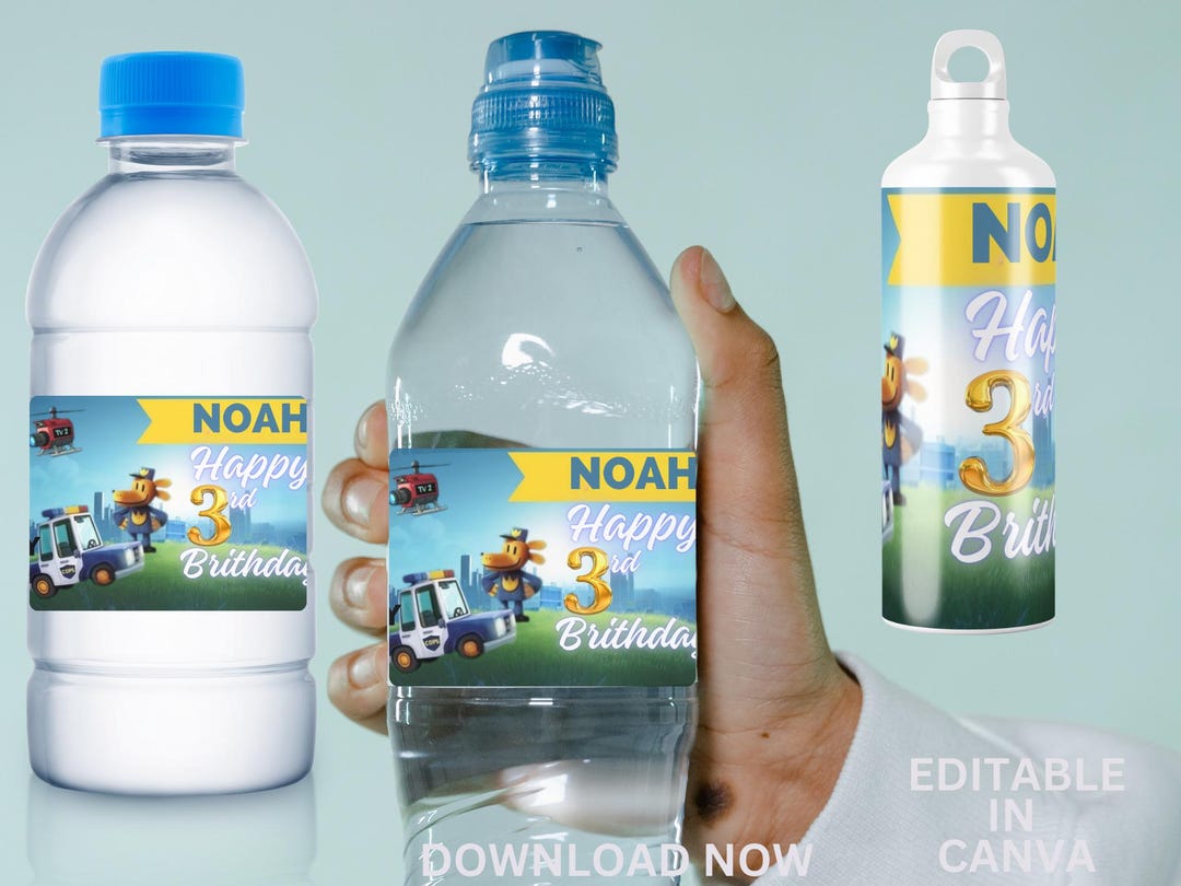 Dogman-themed Water Bottle Label for Kids’ Birthday Party | Printable ...
