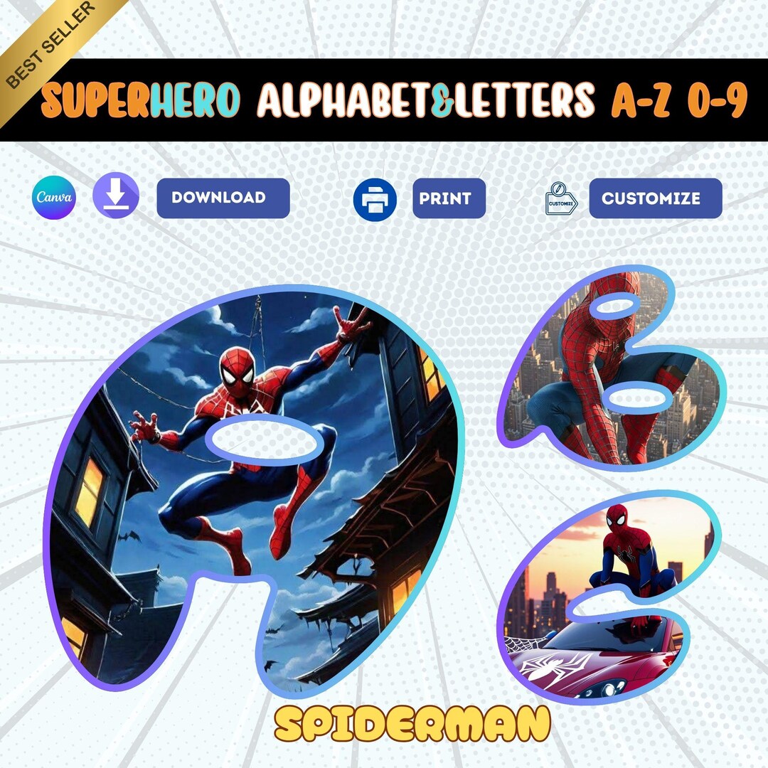 Buy Spider-man Alphabet Font: Web Hero PNG Clipart (digital Download ...