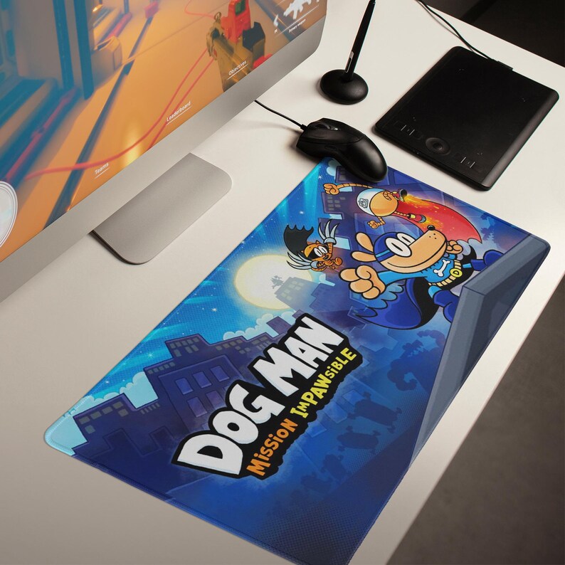 Dog Man Themed Desk Mat, Fun Home Office Decor, Kids' Desk Accessory ...