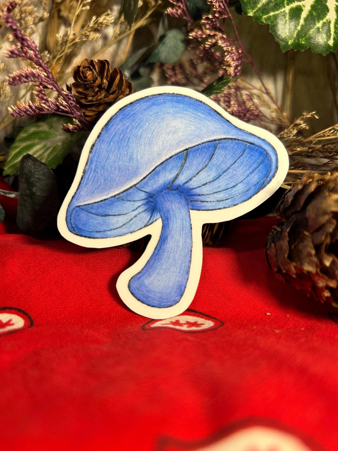 Colored Pencil | Blue Mushroom | Vinyl Waterproof Sticker | for Gifts ...