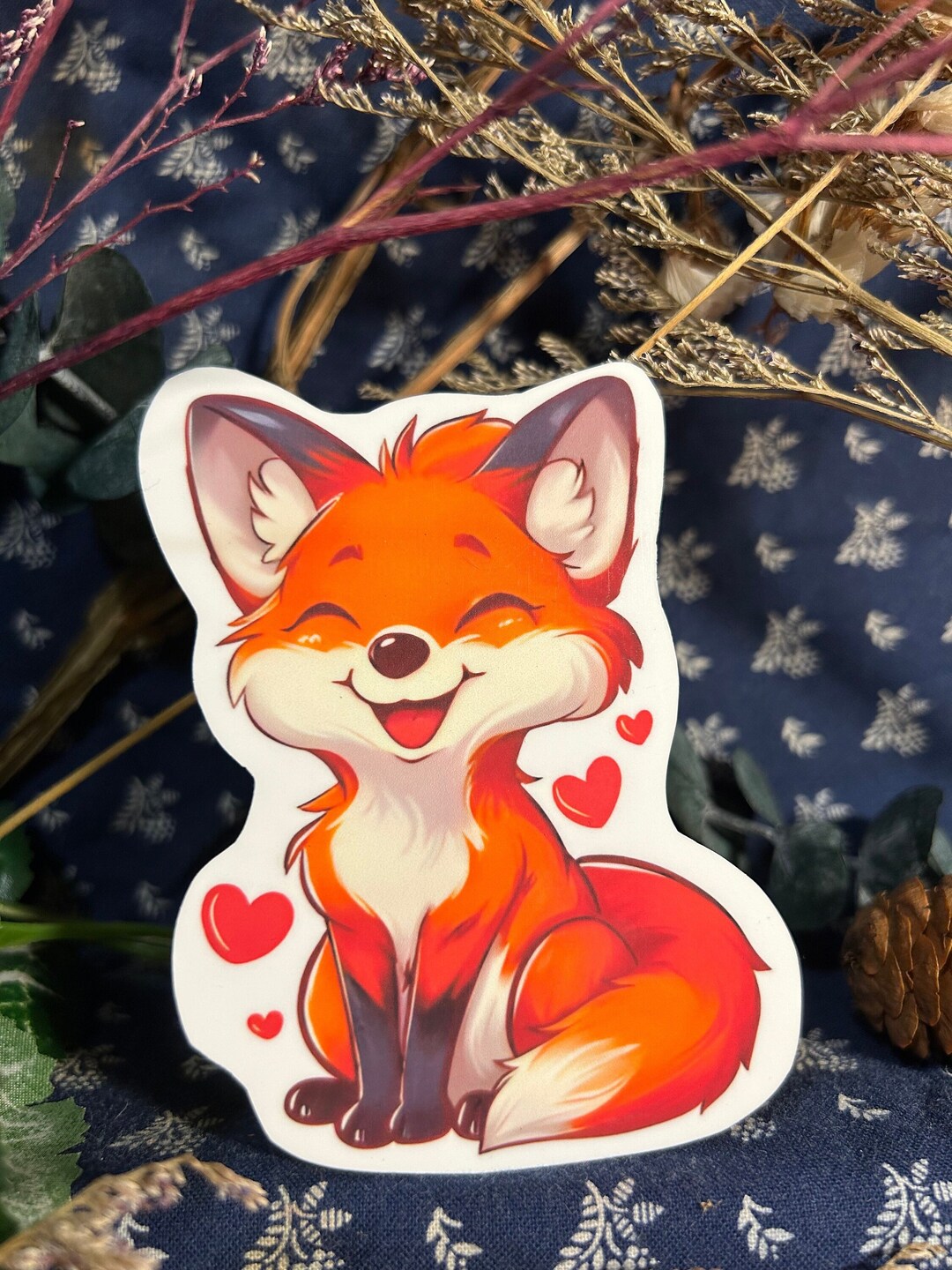 Cute Laughing Love Fox | Vinyl Water Proof Sticker for Water Bottles ...