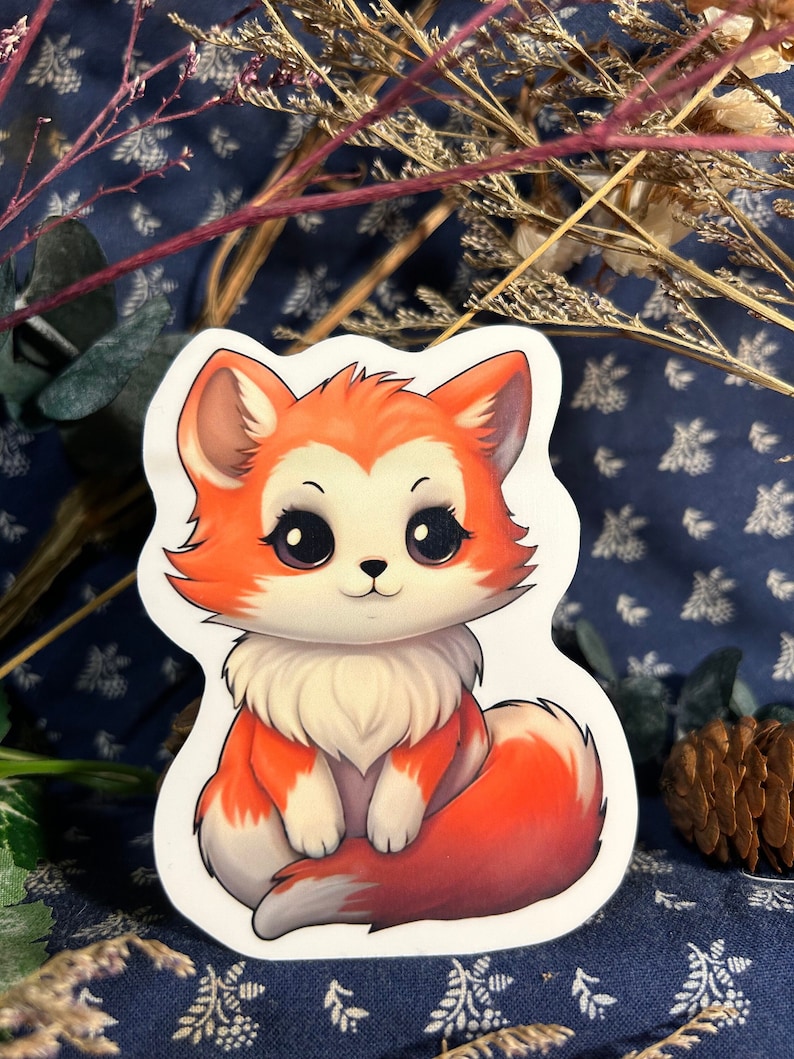 Cute Fox Holding Tail | Vinyl Water Proof Sticker for Water Bottles ...