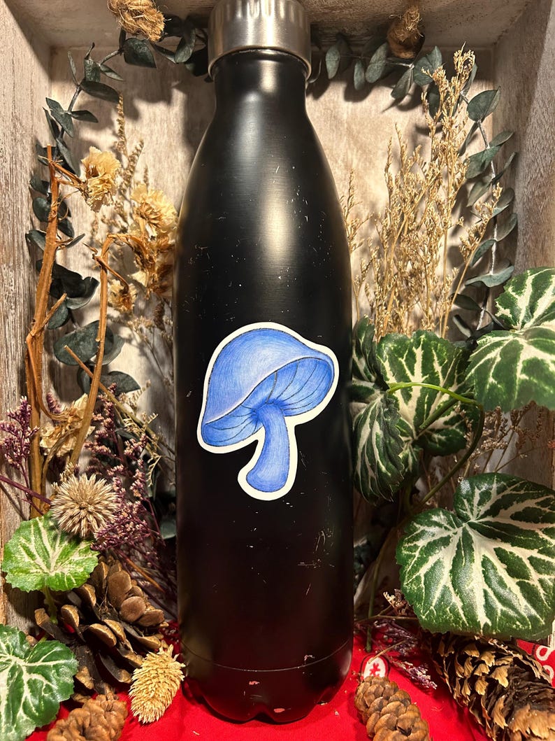 Colored Pencil | Blue Mushroom | Vinyl Waterproof Sticker | for Gifts ...