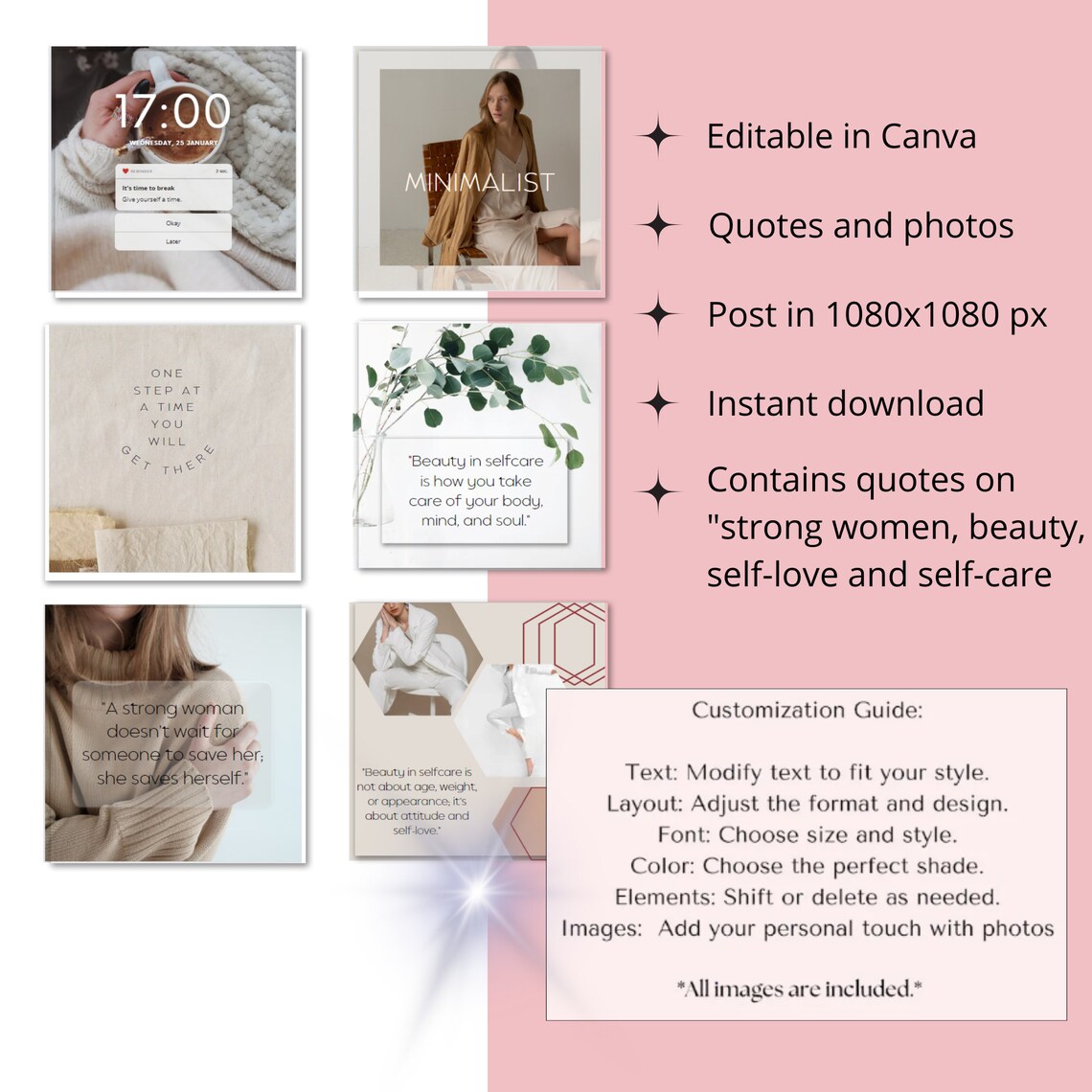 Instagram Post Template, Canva Template, Minimalist Template ...