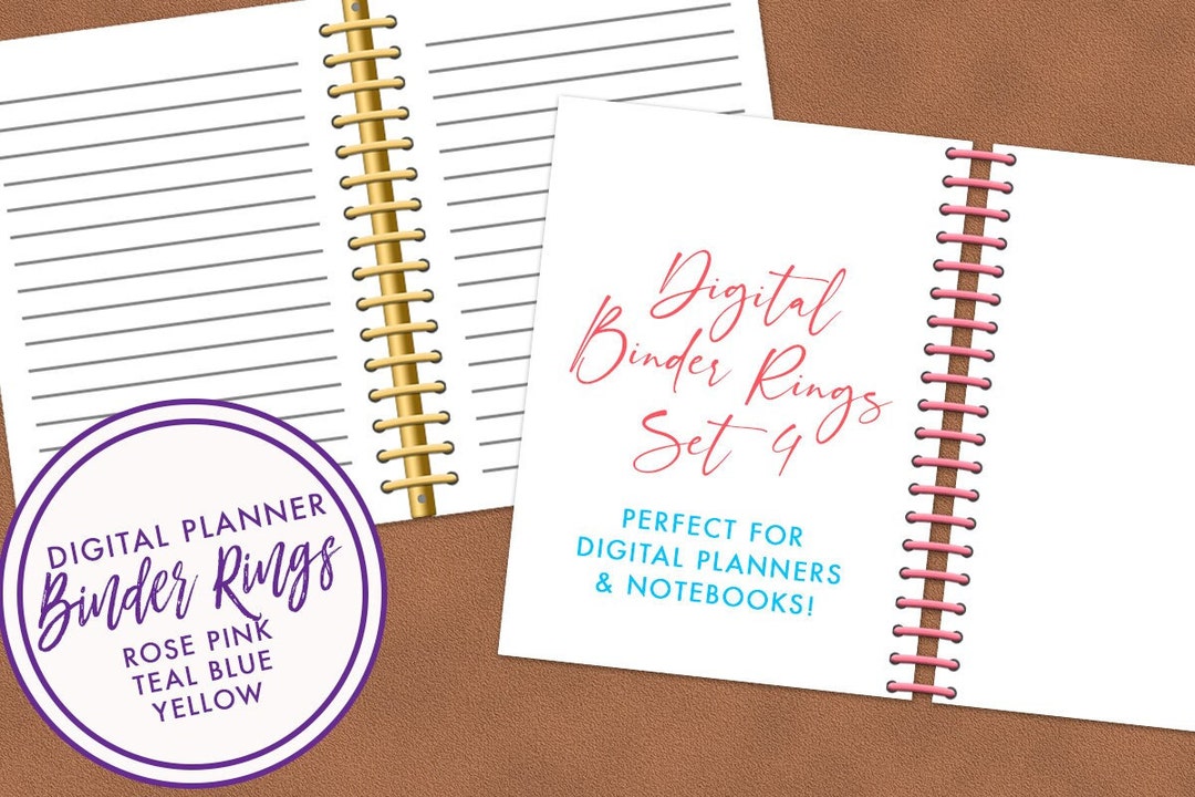 Digital Planner Binder Rings Pastel Color Digital Binder Rings Pink ...