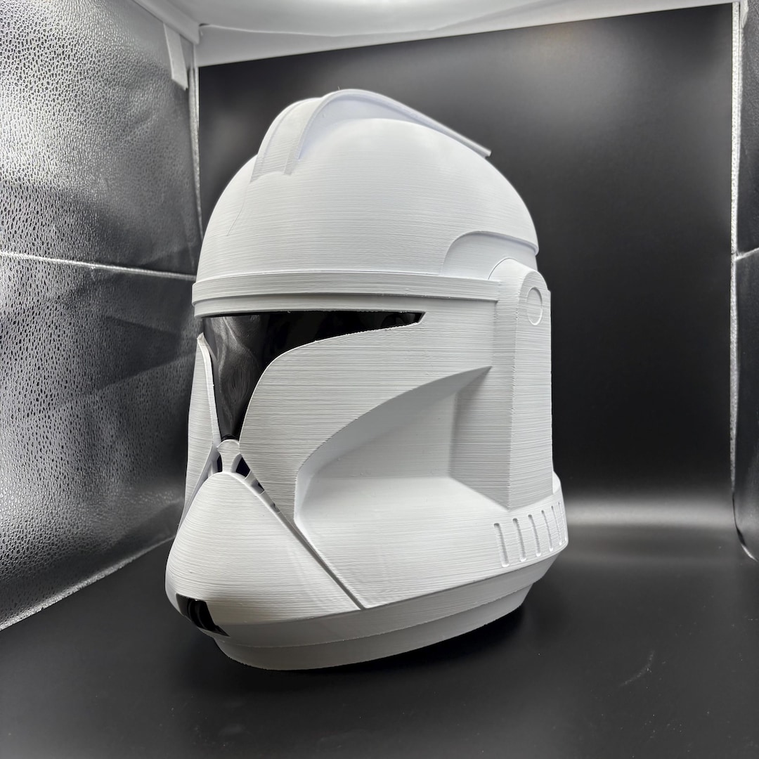 3D Printed Clone Trooper Phase 1 Helmet, Raw White PLA, Cosplay Prop ...