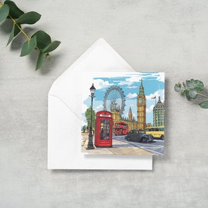 London Greetings Card - Classic London Design, Illustrated Card ...
