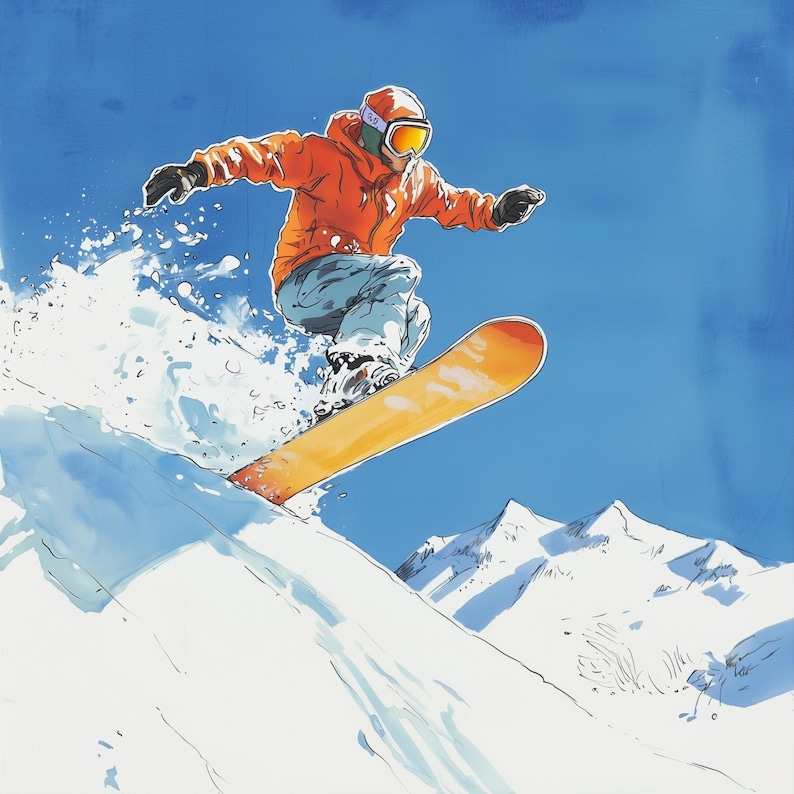 Snowboarding Card, Snowboarder Birthday Card, Card for Him ...