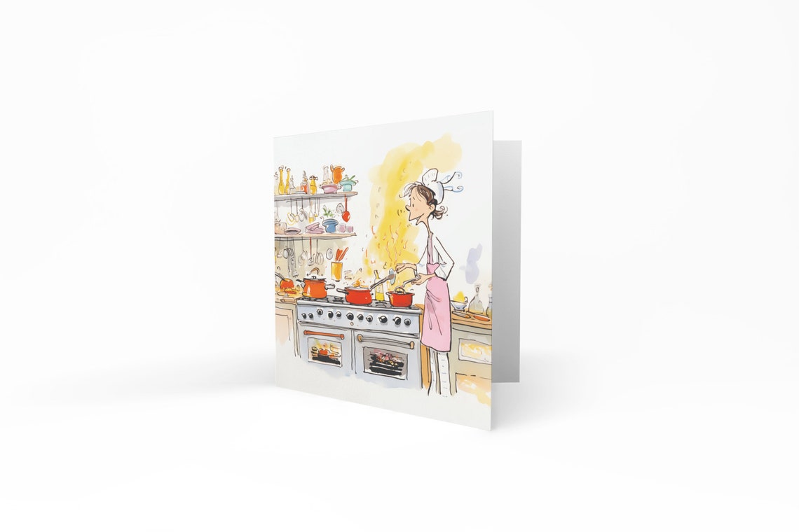 Cooking Kitchen Greetings Card - Etsy