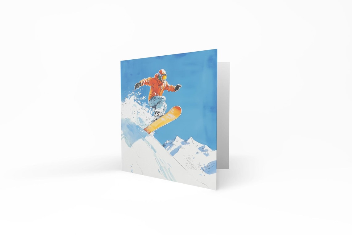 Snowboarding Card, Snowboarder Birthday Card, Card for Him ...
