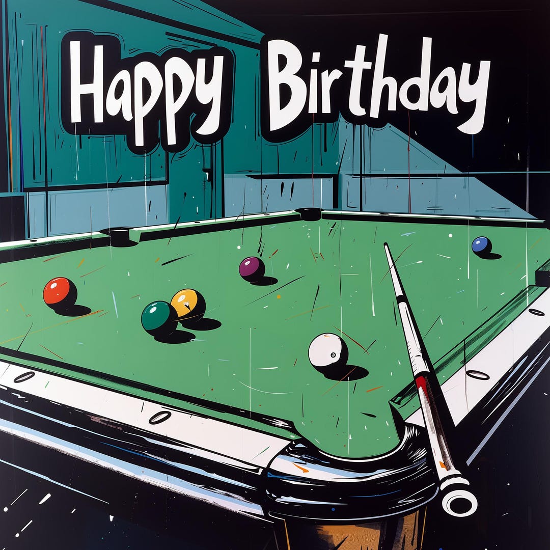 Snooker Card Happy Birthday, Snooker Birthday Card, Snooker Table Card ...
