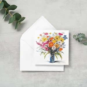 Flowers Greetings Card - Perfect Card for Her, Bright Floral ...