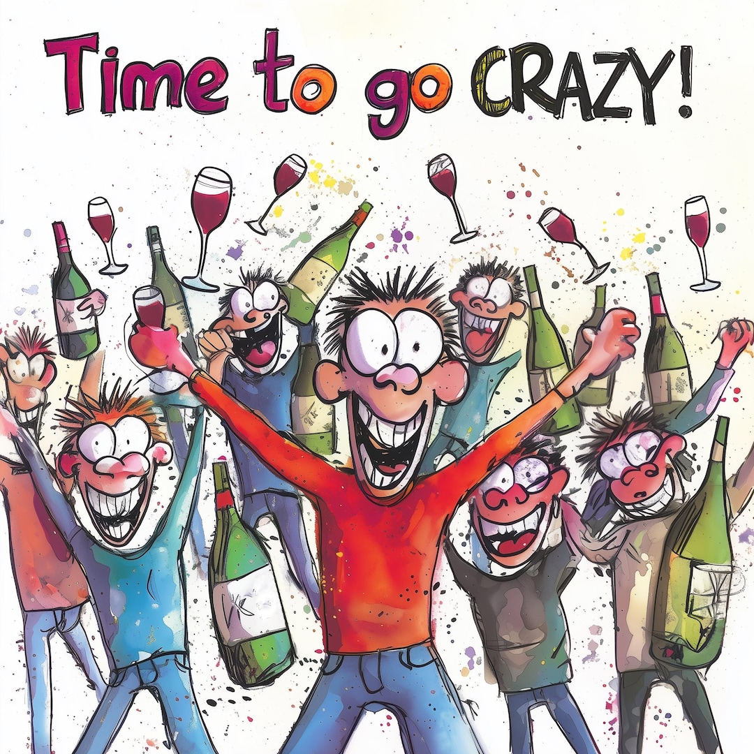 Birthday Card - Party Time - Funny Birthday Card, Celebration Card ...