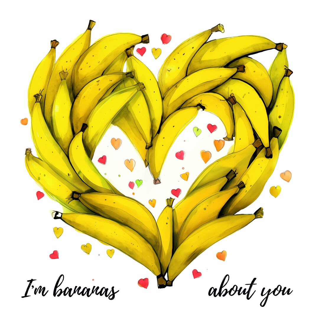 Greeting Card - I'm Bananas About You - Romantic Card, Heart Card ...