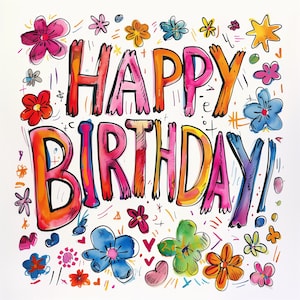 Happy Birthday Card - Colourful Floral Card - Etsy