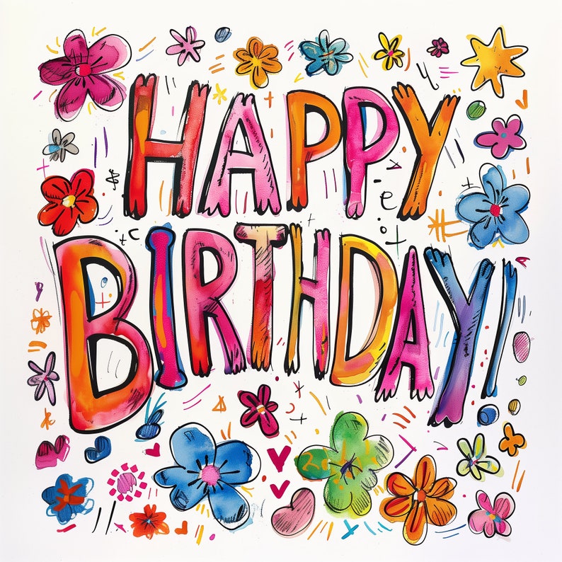 Happy Birthday Card - Colourful Floral Card - Etsy