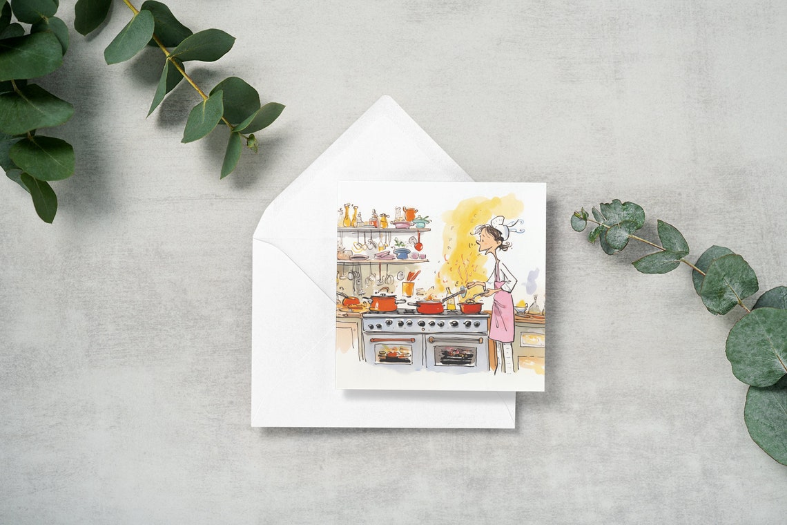 Cooking Kitchen Greetings Card - Etsy