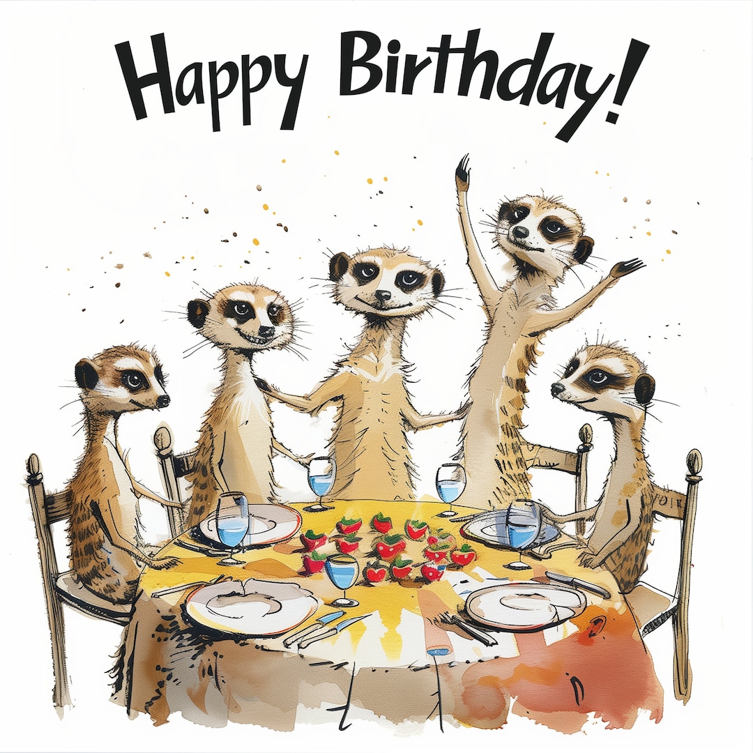 Meerkat Birthday Party Card - Etsy