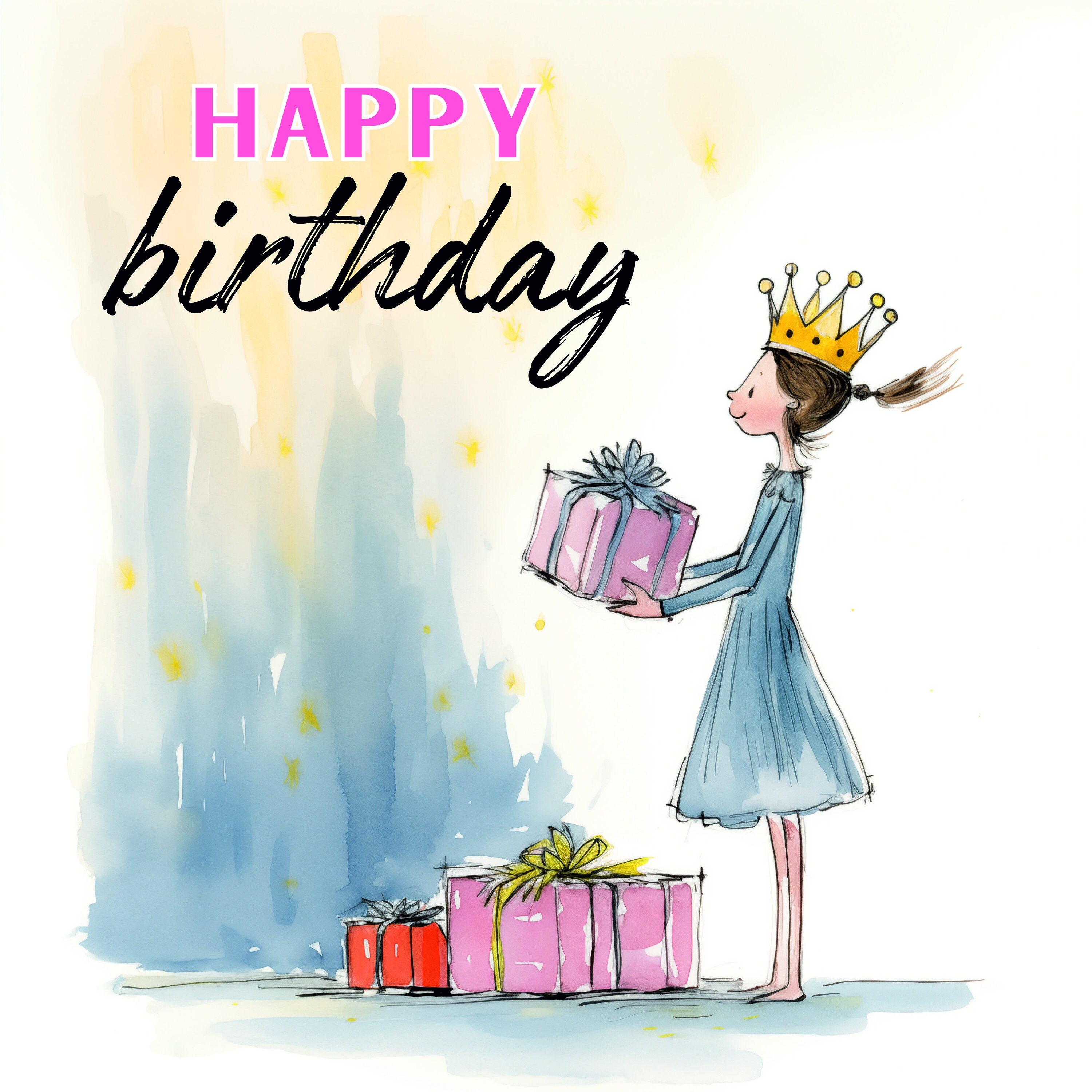 Princess Birthday Card - Etsy