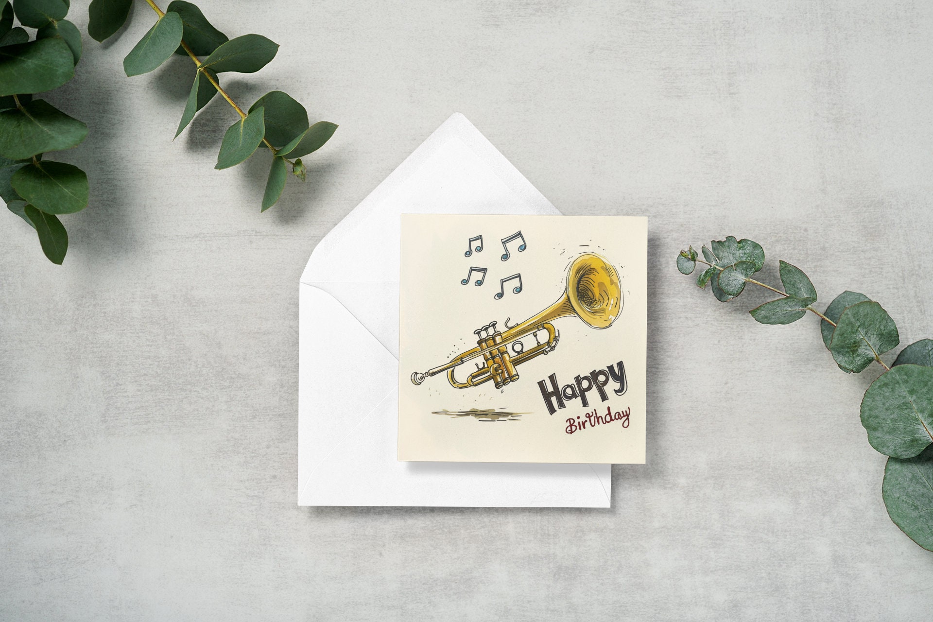 Trumpet Birthday Card - Etsy