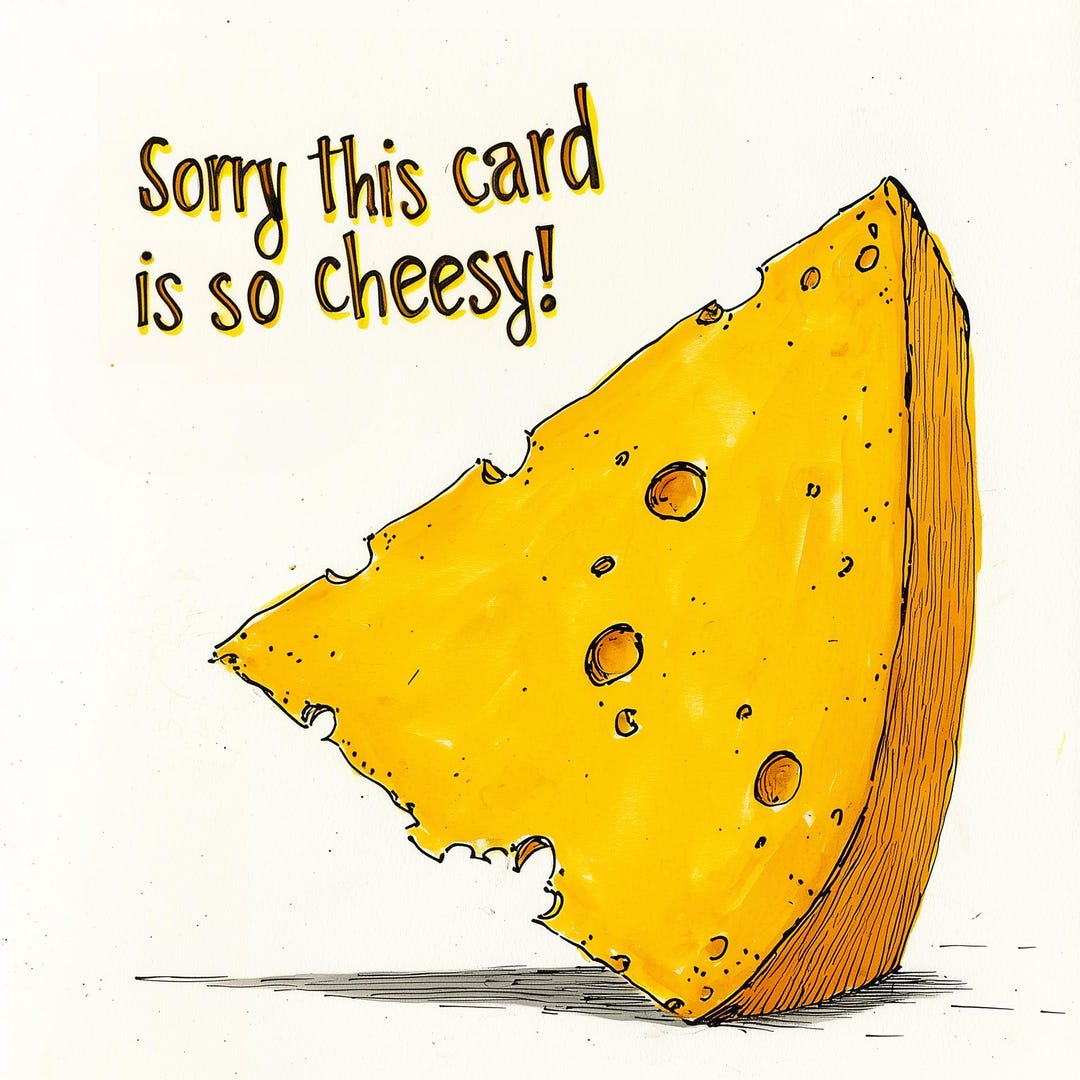 Funny Card, Silly Card, Cheesy Card, Card for a Cheese Lover, Greetings ...