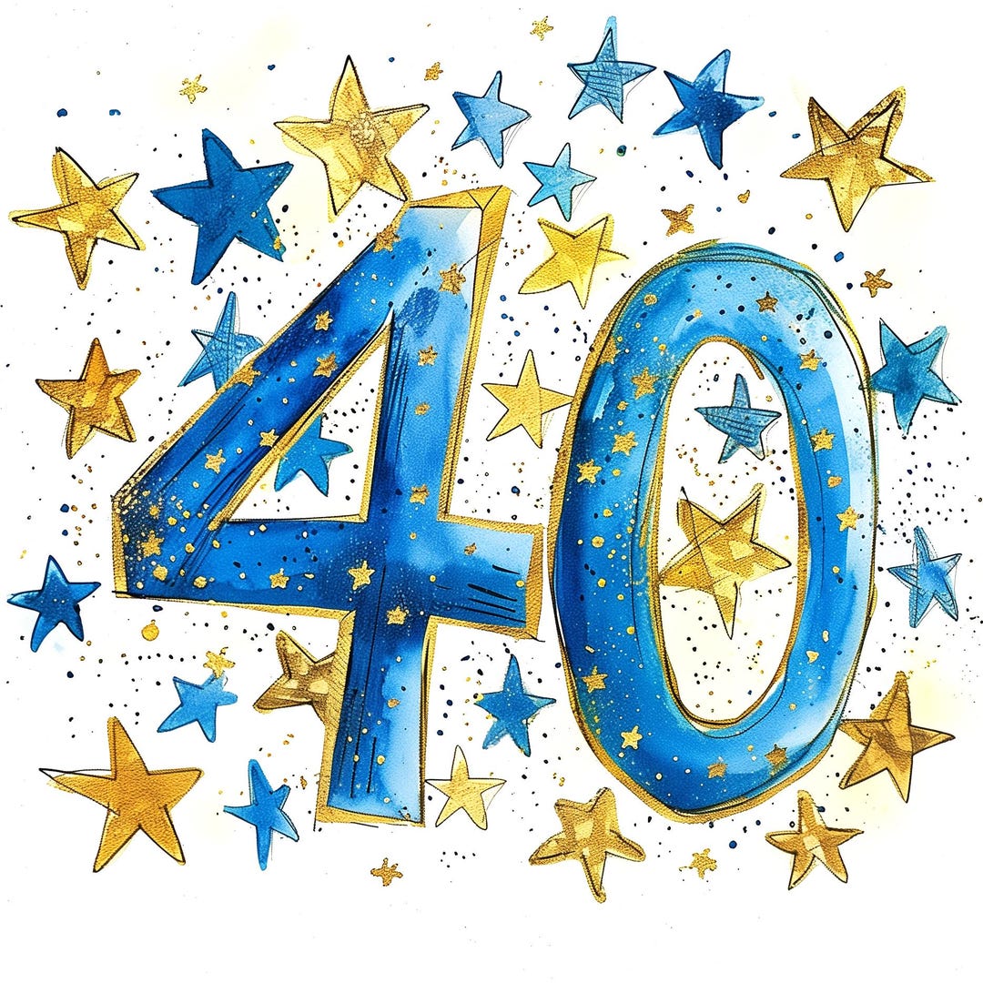 40th Birthday Card - Happy 40th Card - 40 Birthday Card, Stars, 40th ...