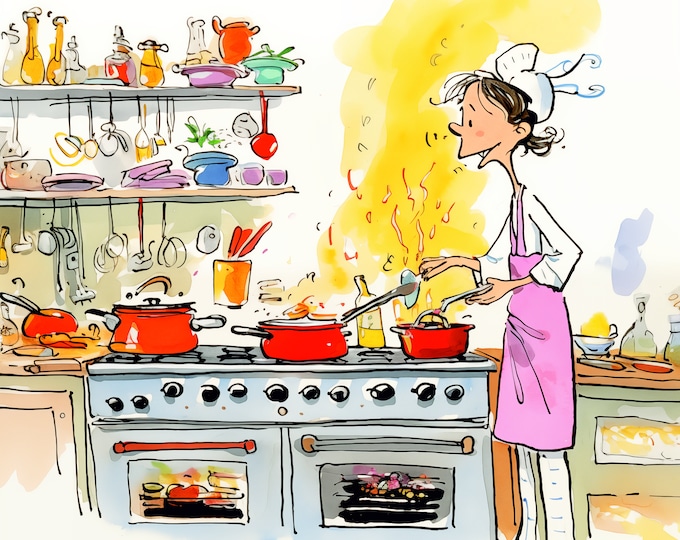 Cooking Kitchen Greetings Card - Etsy