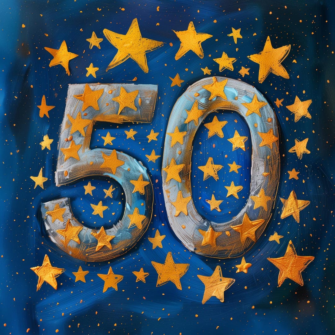 50th Birthday Card - Happy Birthday Card, Stars, Starry Night Sky - Etsy