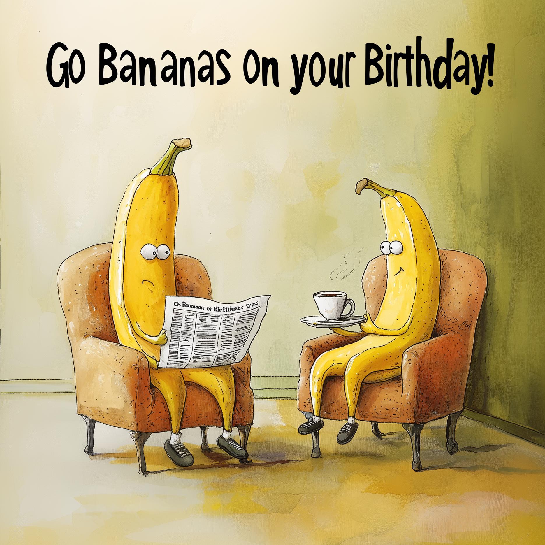Funny Birthday Card, Go Bananas on Your Birthday Card, Banana Card - Etsy