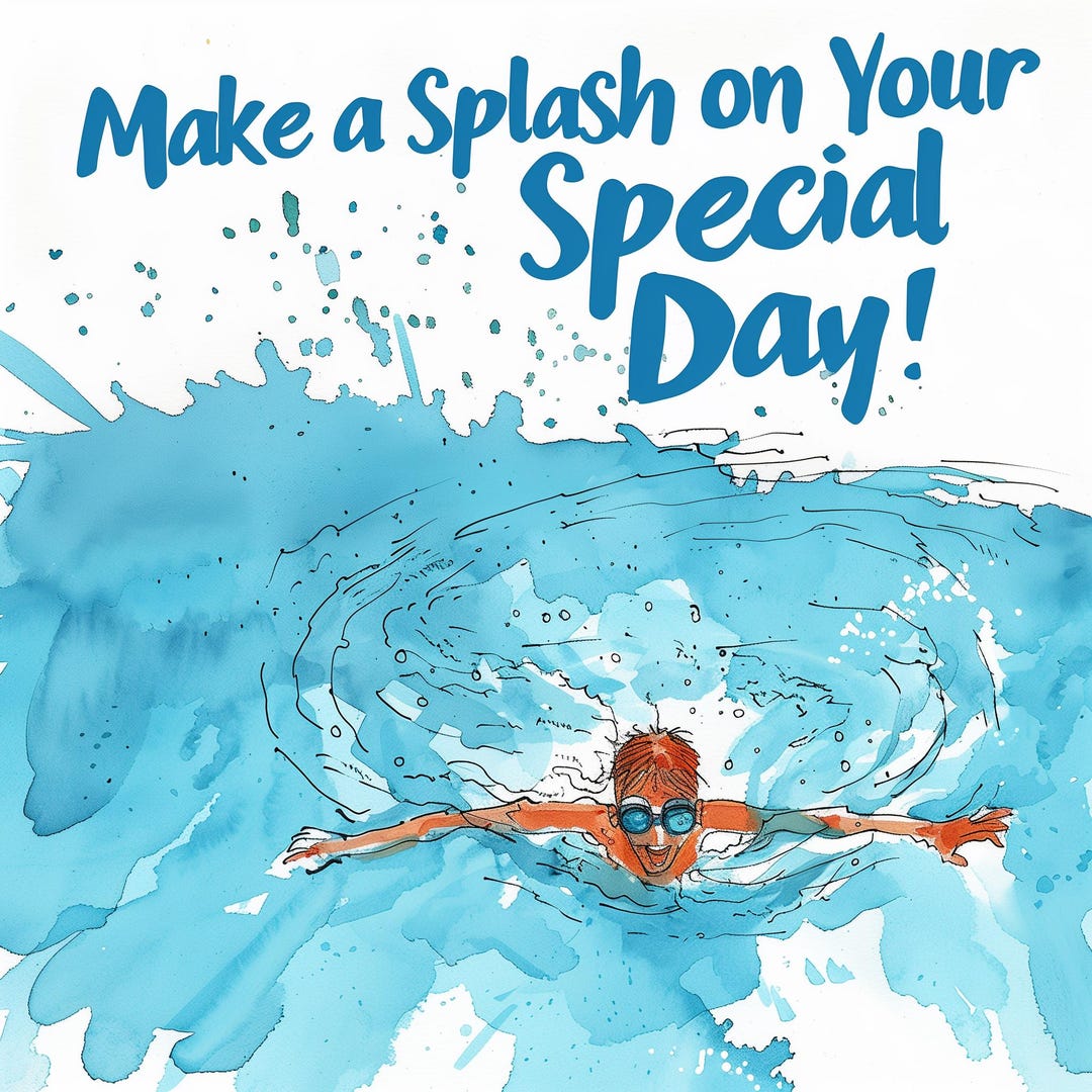 Swimming Birthday Card - Etsy